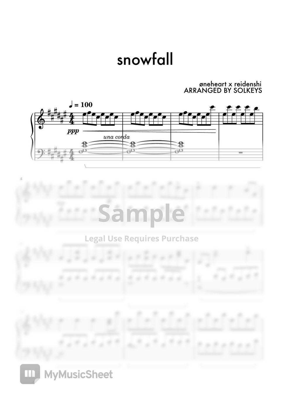 øneheart x reidenshi - snowfall Sheet Music by SolKeys