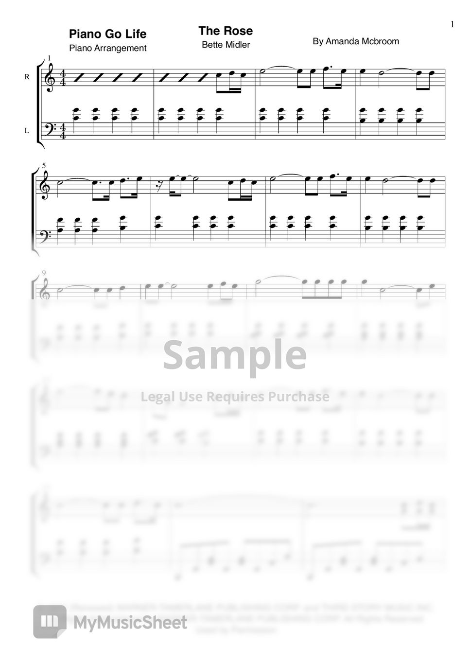 Bette Midler - The Rose Sheets by Piano Go Life