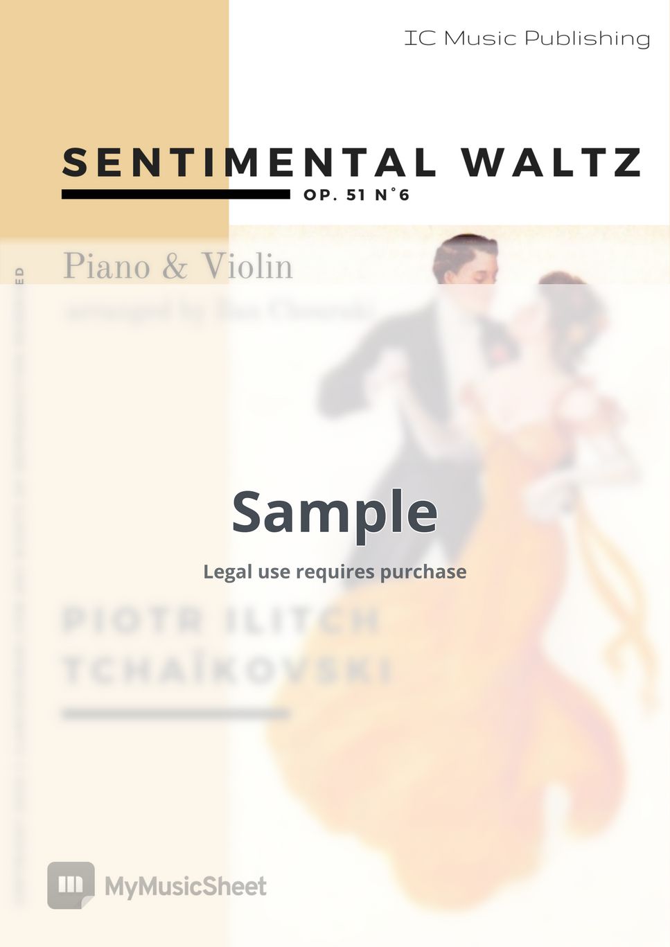 P.I. Tchaikovsky - Sentimental Waltz Op.51, No.6 (Piano Violin) Sheets ...