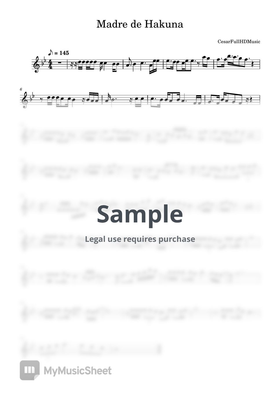 Hakuna Group Music - Madre de Hakuna Sheet Music