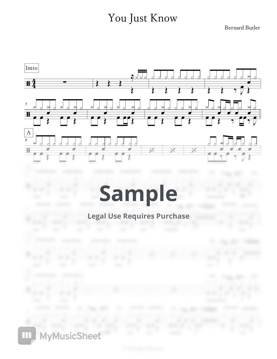Bernard Butler - You Just Know โน้ตเพลง by Arkadia Drums