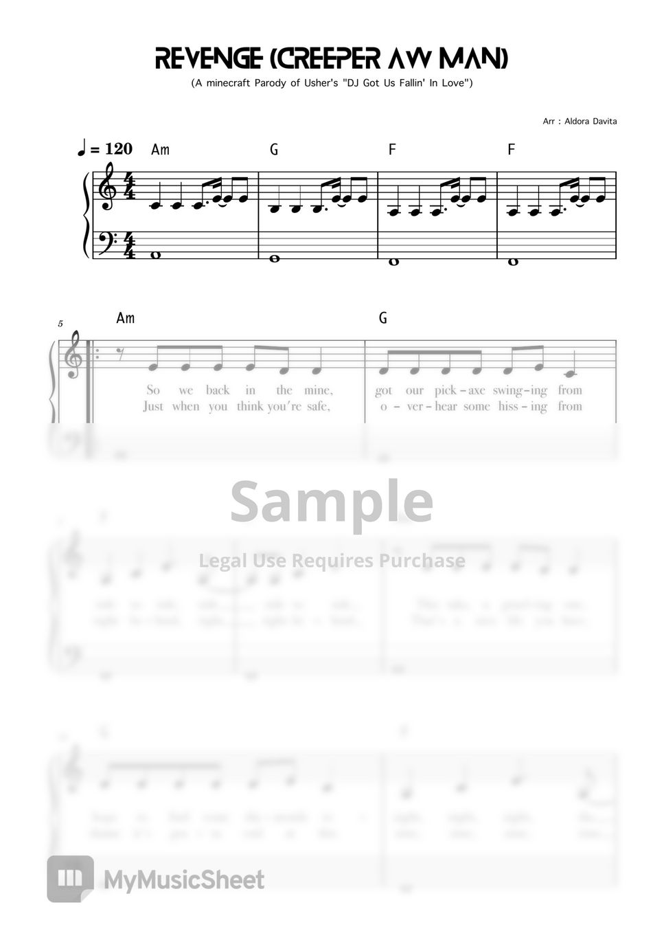 Minecraft - Revenge (Creeper Aw Man) Sheets by Aldora Davita