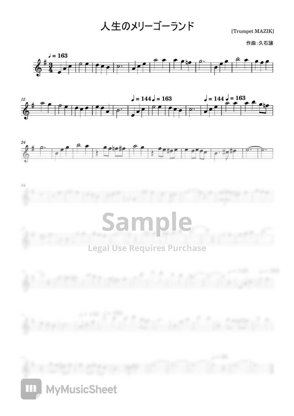 Joe Hisaishi Merry Go Round Of Life Howls Moving Castle Sheets By