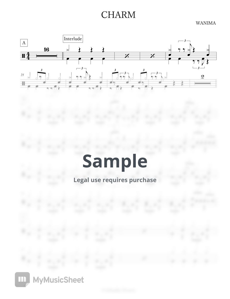 WANIMA - CHARM Sheet Music by Arkadia Drums