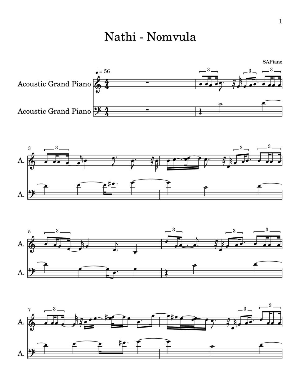 Nathi - Nomvula (PIANO SHEET) نوتة by SA Piano