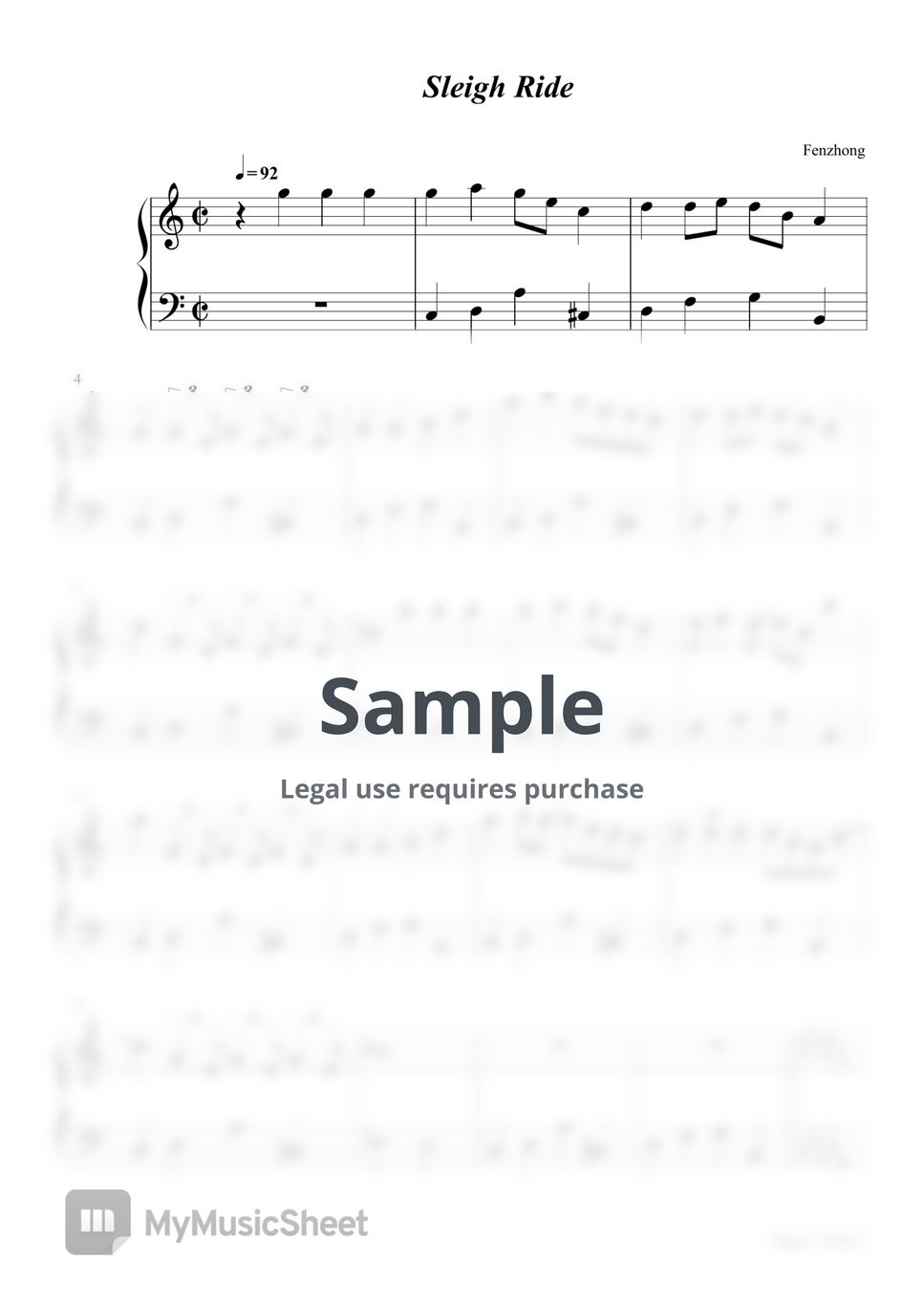 The Ronettes - Sleigh Ride (圣诞歌曲-简单版) Sheet Music by Yilun