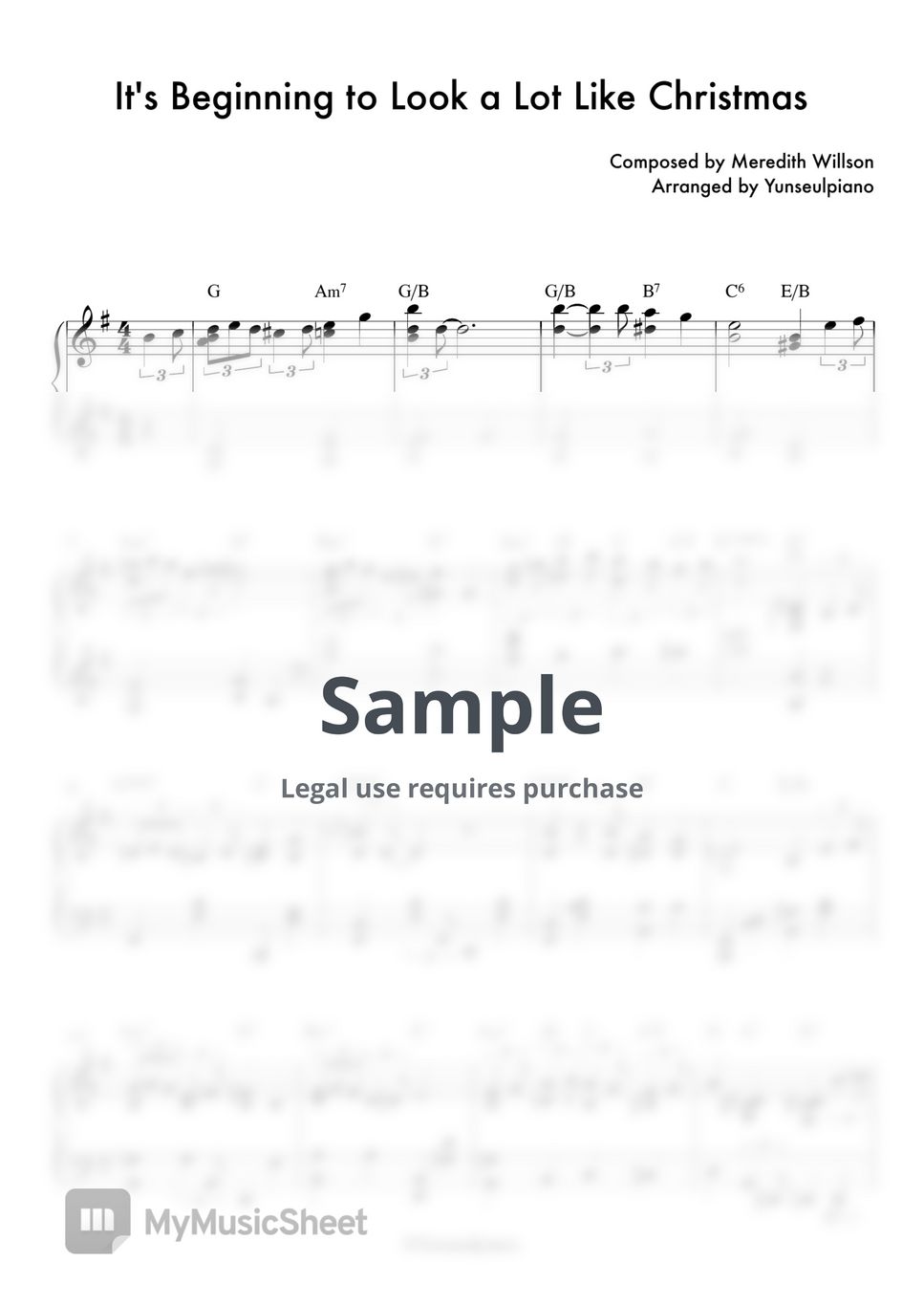 Michael Buble - It's Beginning To Look A Lot Like Christmas (Jazz ver.) Sheet Music by 윤슬피아노