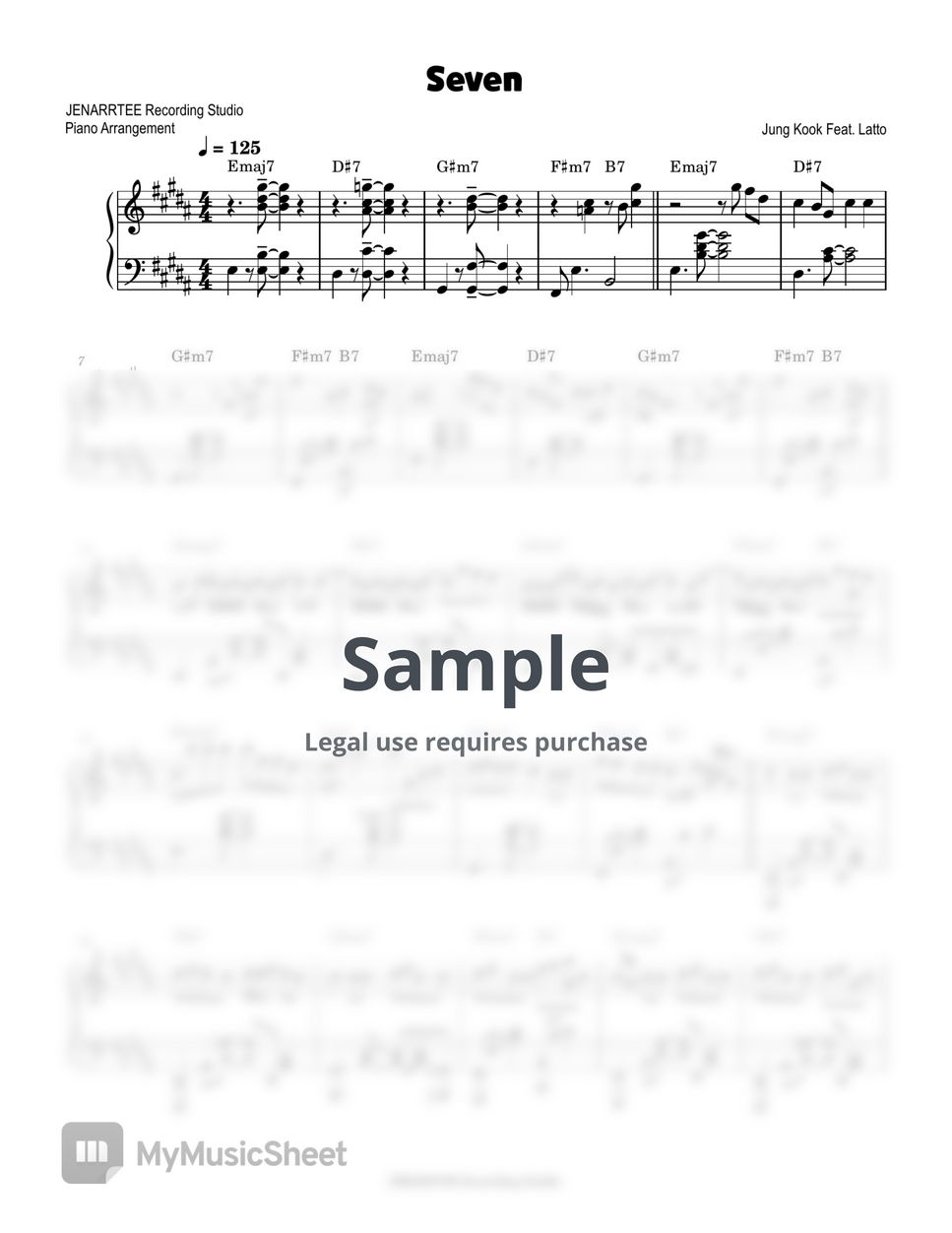 Jung Kook Feat. Latto - Seven Sheets by JENARRTEE Recording Studio