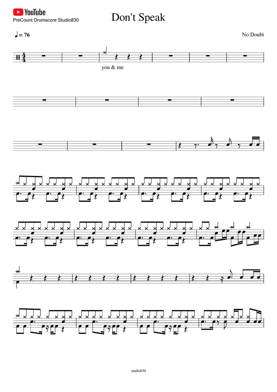 No Doubt - Don't_Speak Sheet by Studio830