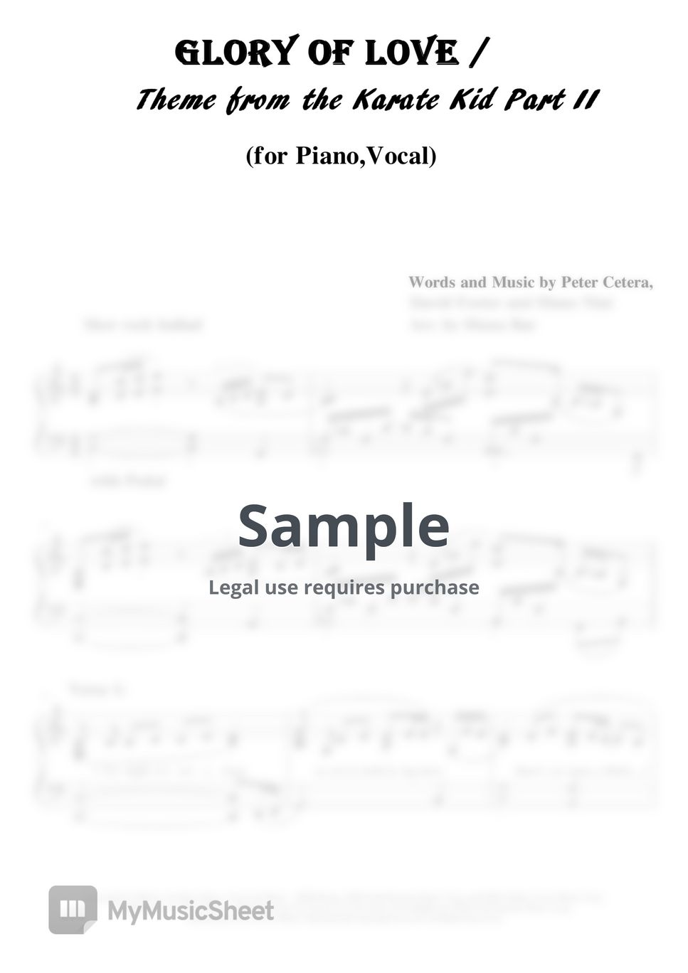 Peter Cetera - Glory of Love Sheets by Diana Bar