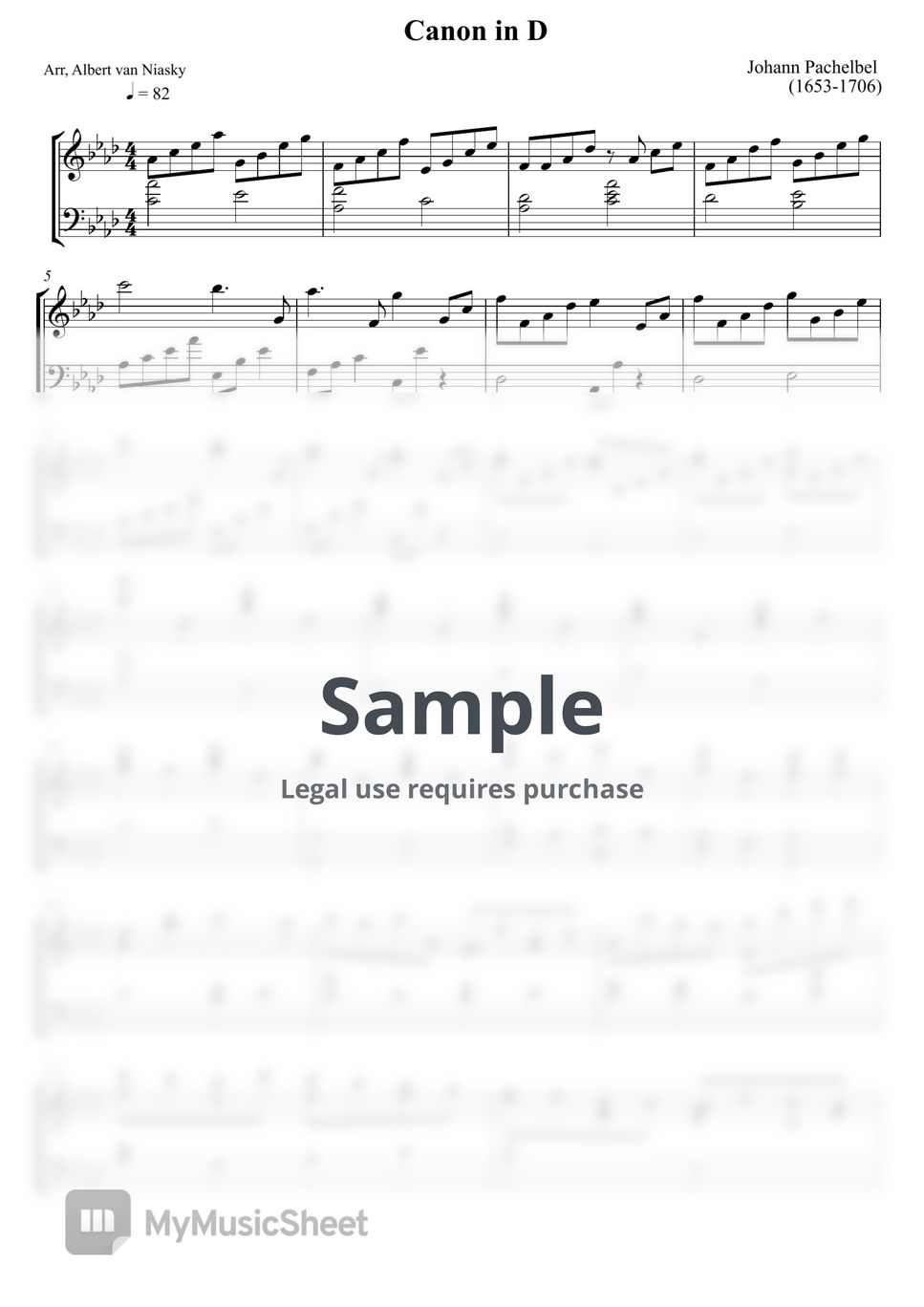 Albert van Niasky - Johann Pachelbel - Canon in D - Ab major key ...