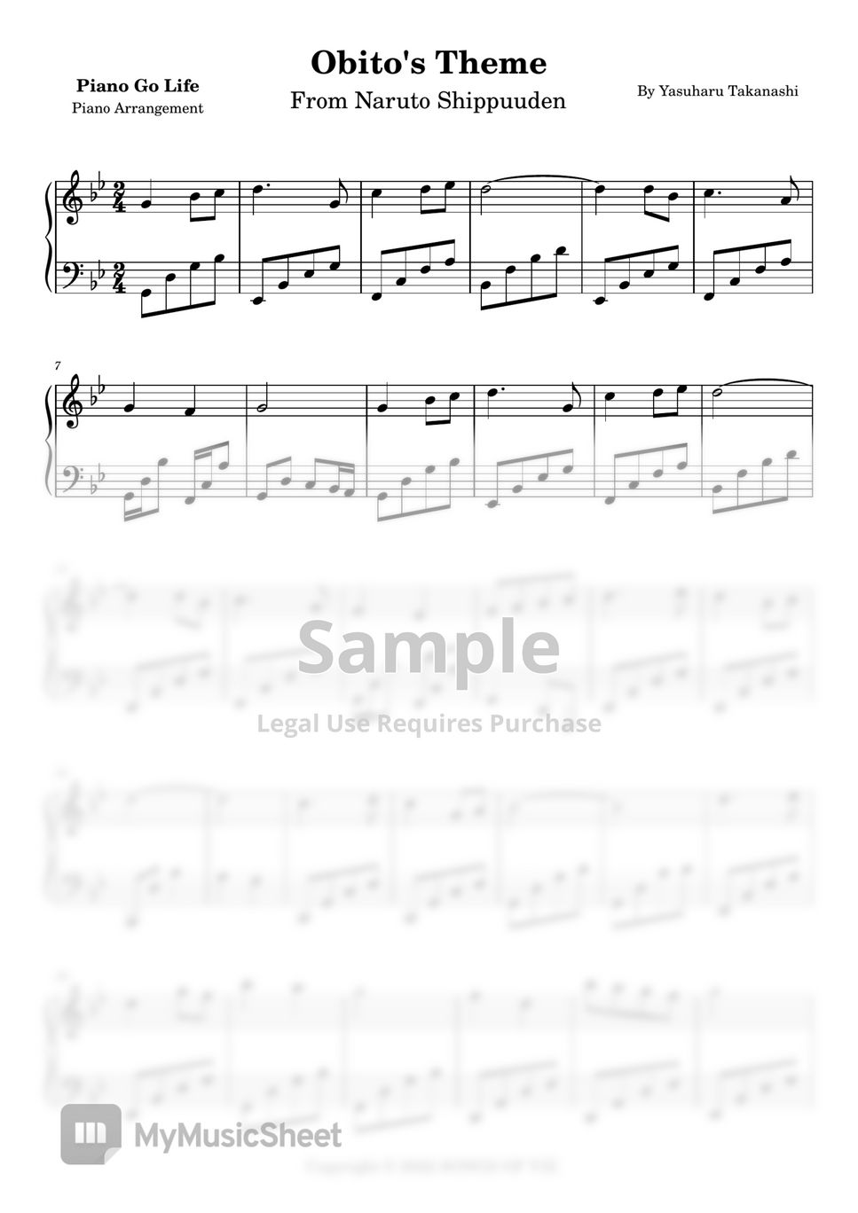 Naruto Shippuden OST III - Obito's Theme Sheet Music by Piano Go Life