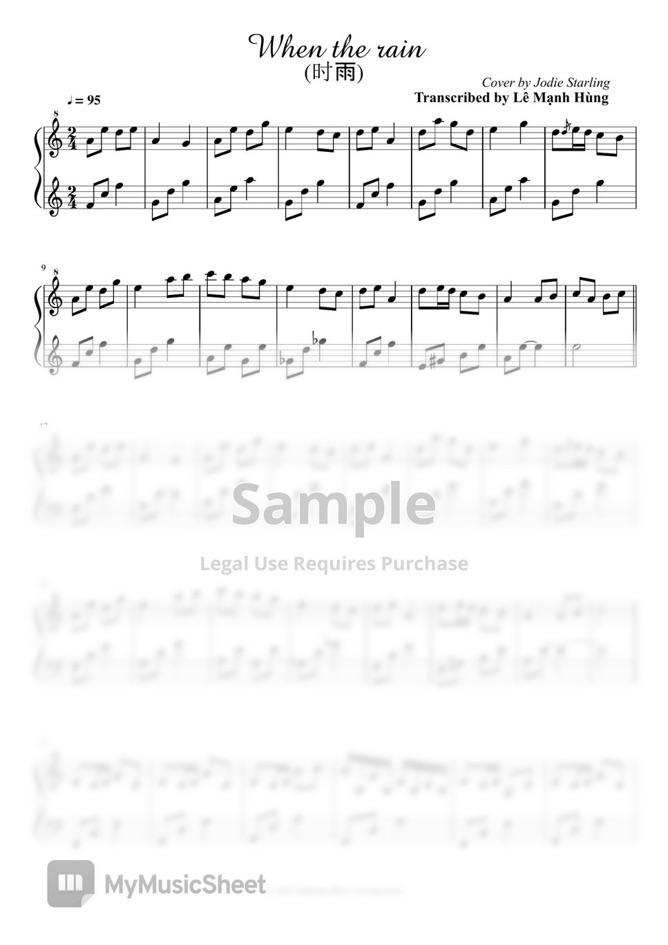 Jodie Starling - When The Rain (Transcribed) แผ่น by Le Manh Hung