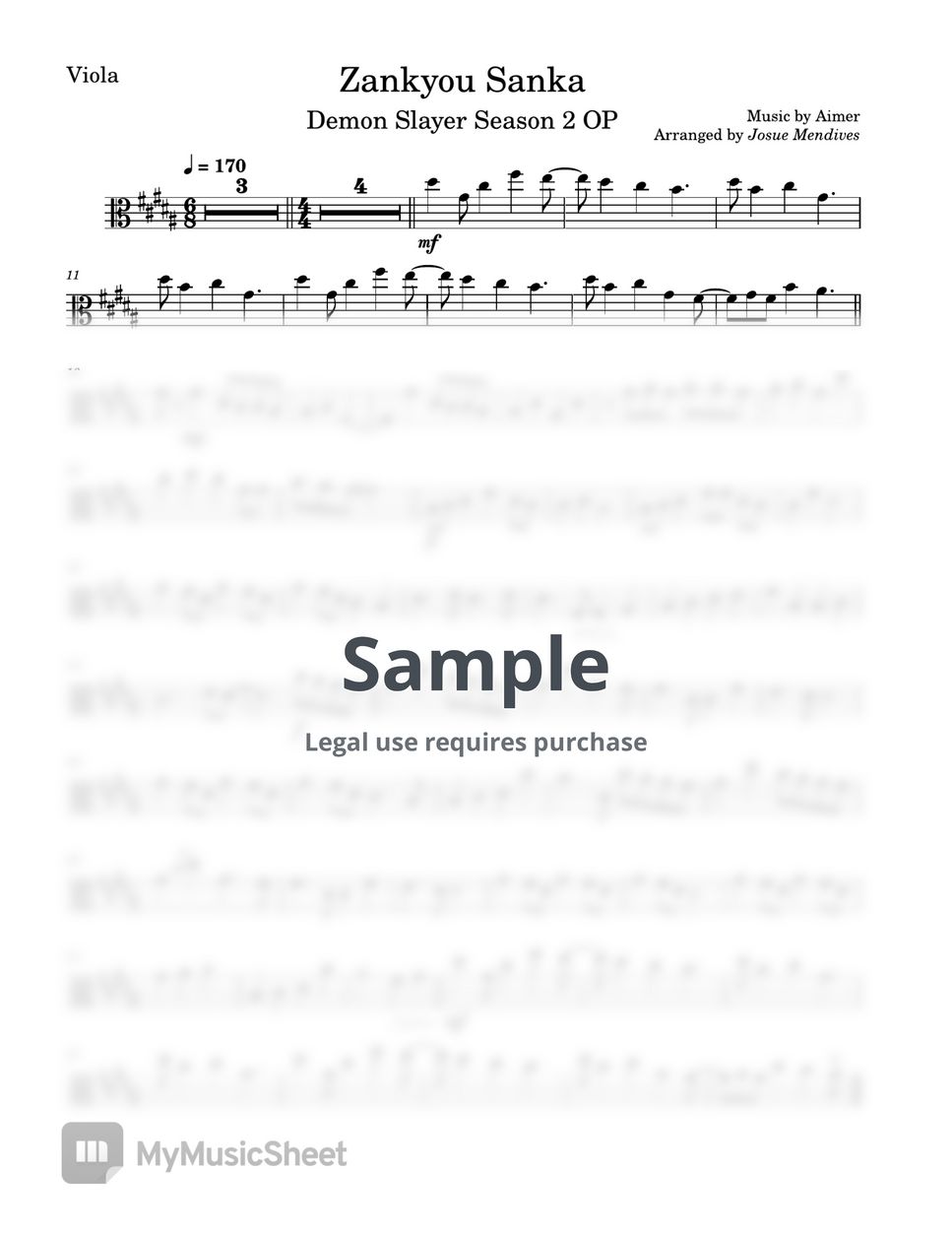 Aimer - Zankyou Sanka Sheets by Josue Mendives