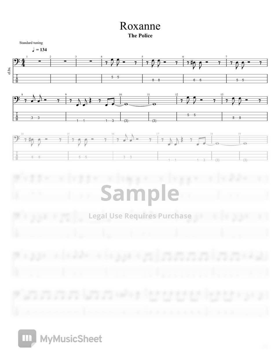 The Police - Roxanne Sheet Music by pdb