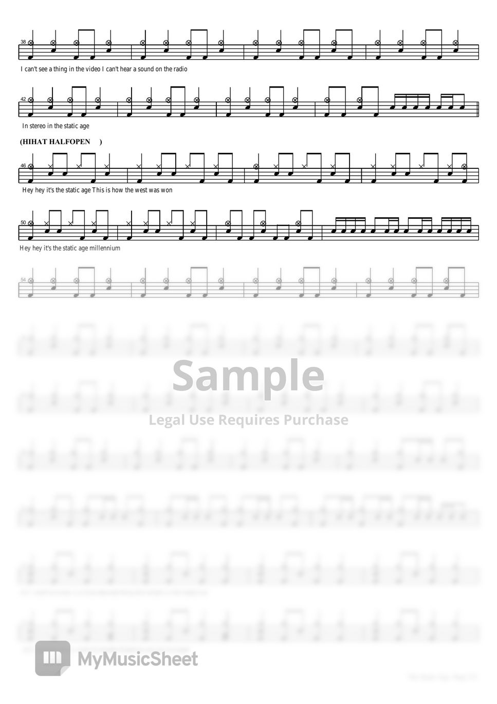 Green Day - The Static Age 악보 by COPYDRUM