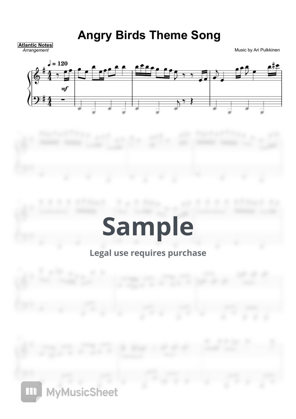 Ari Pulkkinen - Angry Birds Theme Song Sheets by Atlantic Notes