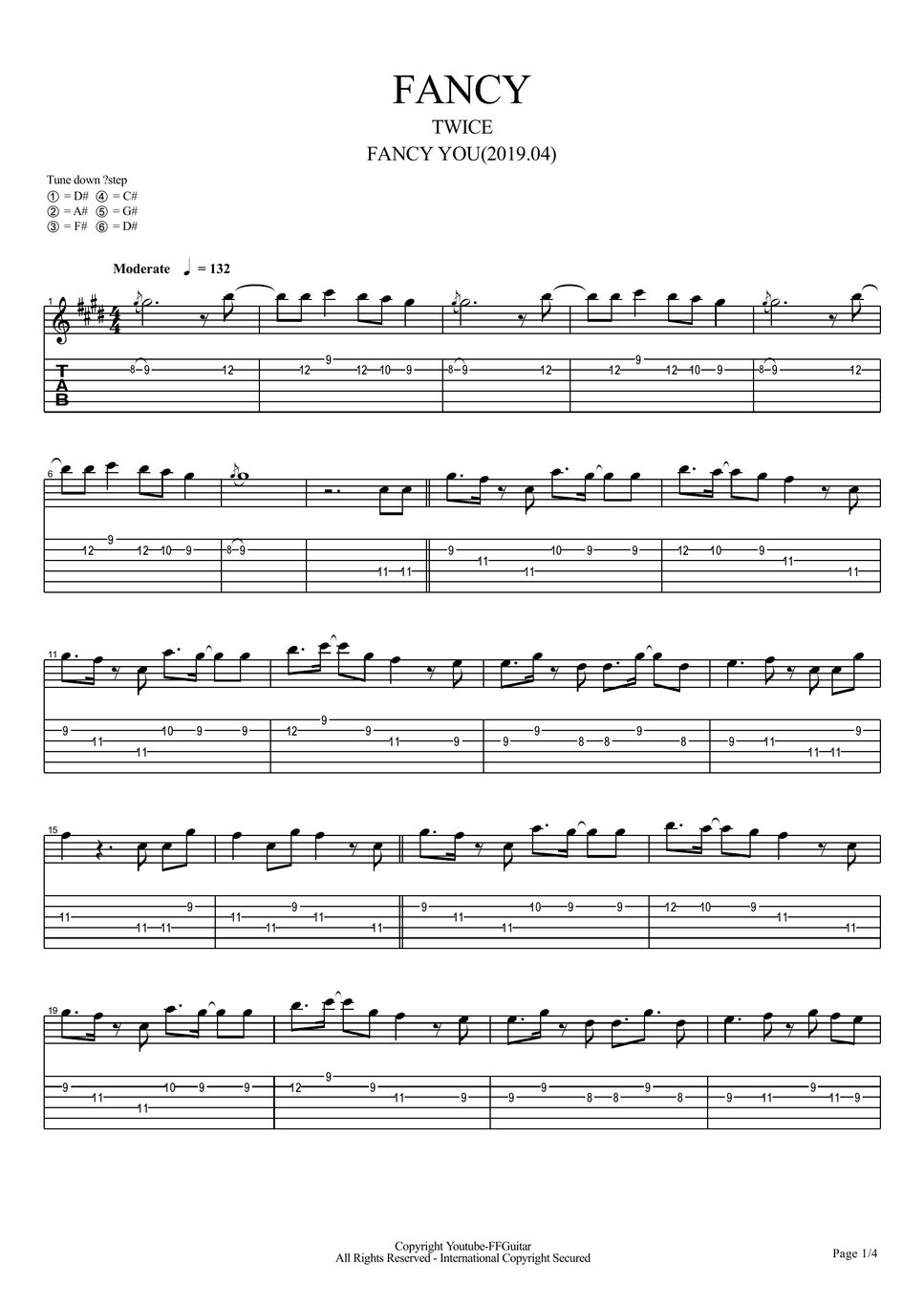 TWICE - FANCY Guitar cover. Sheets