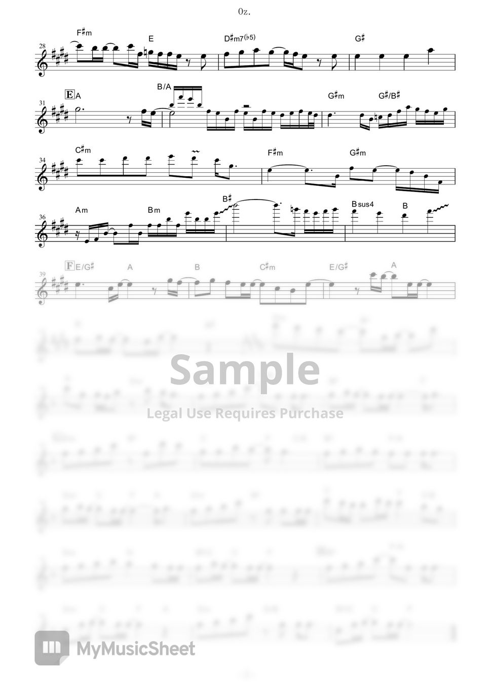 yama - Oz. (Ranking of Kings / in Eb) Sheet by muta-sax