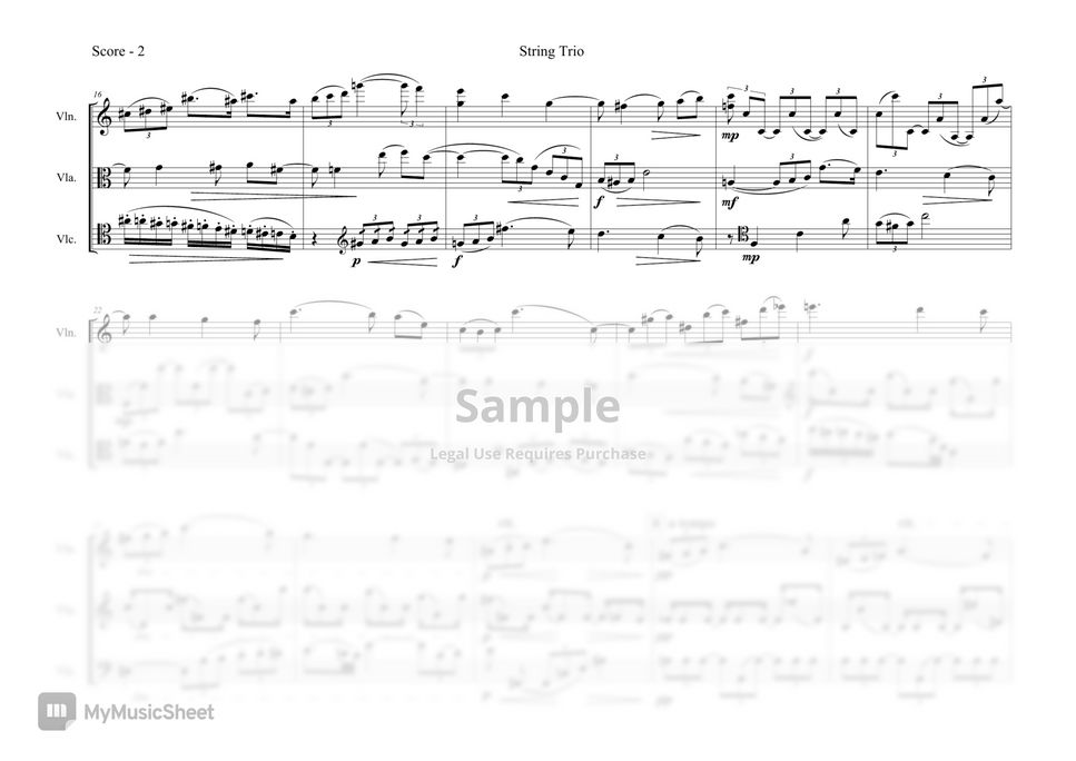 나실인 - String Trio (for Violin, Viola and Cello) Sheet Music by 나실인
