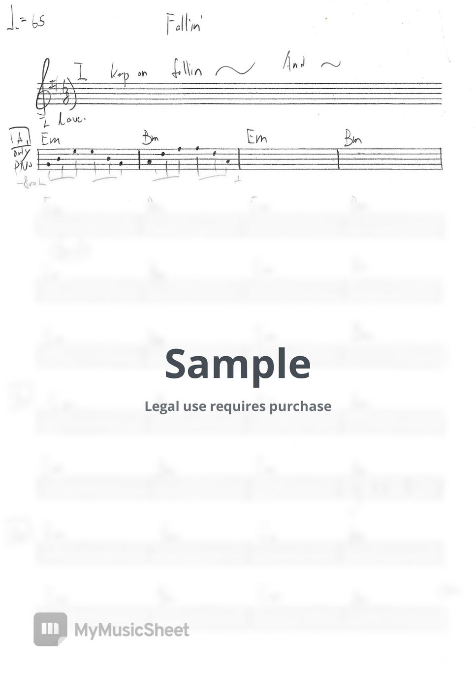 Alicia Keys - Fallin' Tab + 1staff by edward8561