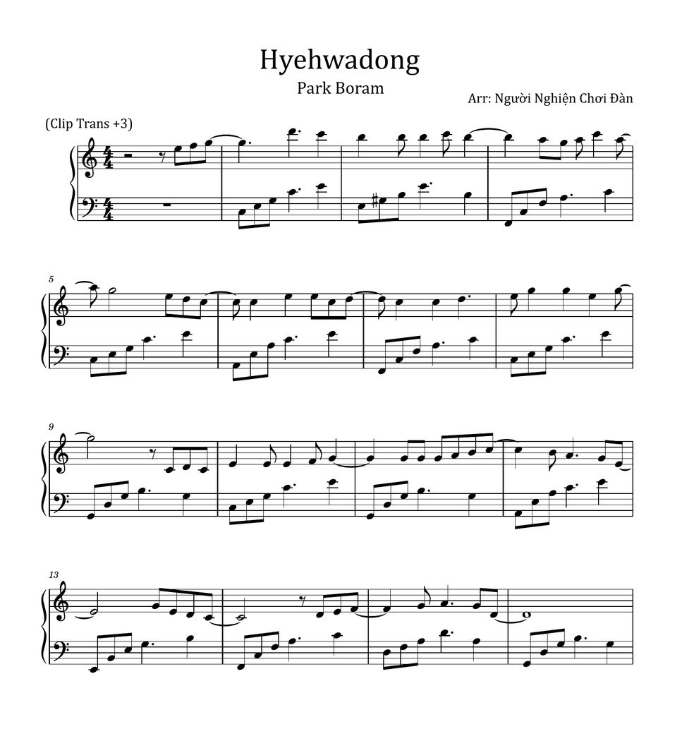 Park Boram - Hyehwadong (Reply 1988 OST) Sheets by Người Nghiện Chơi Đàn