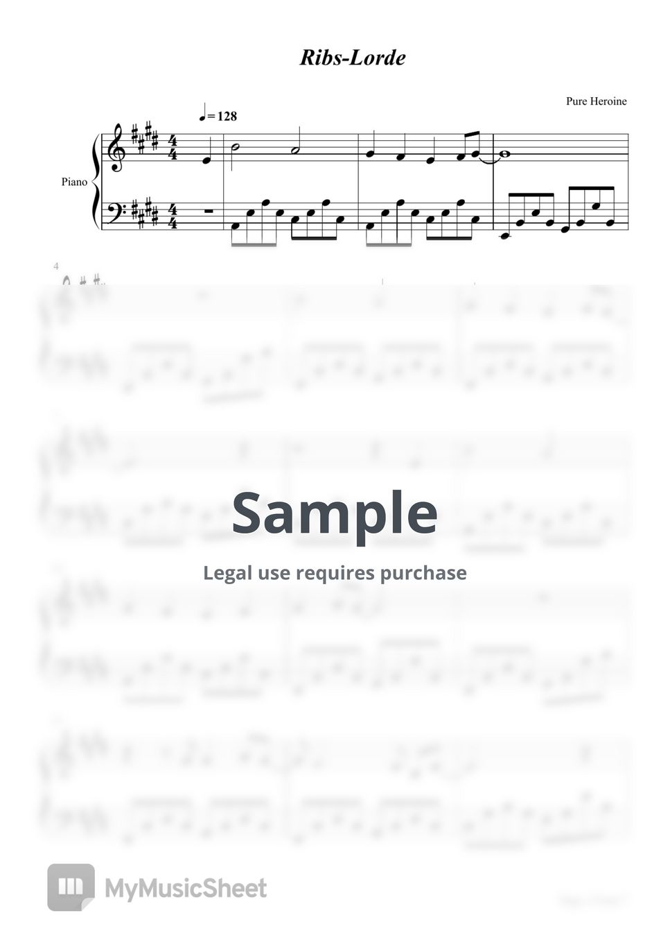 Lorde - Ribs (Lorde) Sheet Music by dogemusic