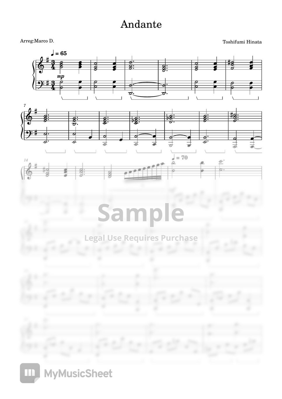 Toshifumi Hinata - Andante Sheet Music by Marco D.