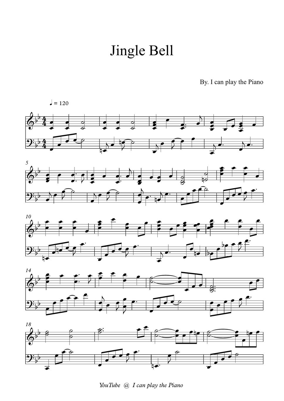 Christmas Carol - Jingle Bell Sheet by I can play the Piano