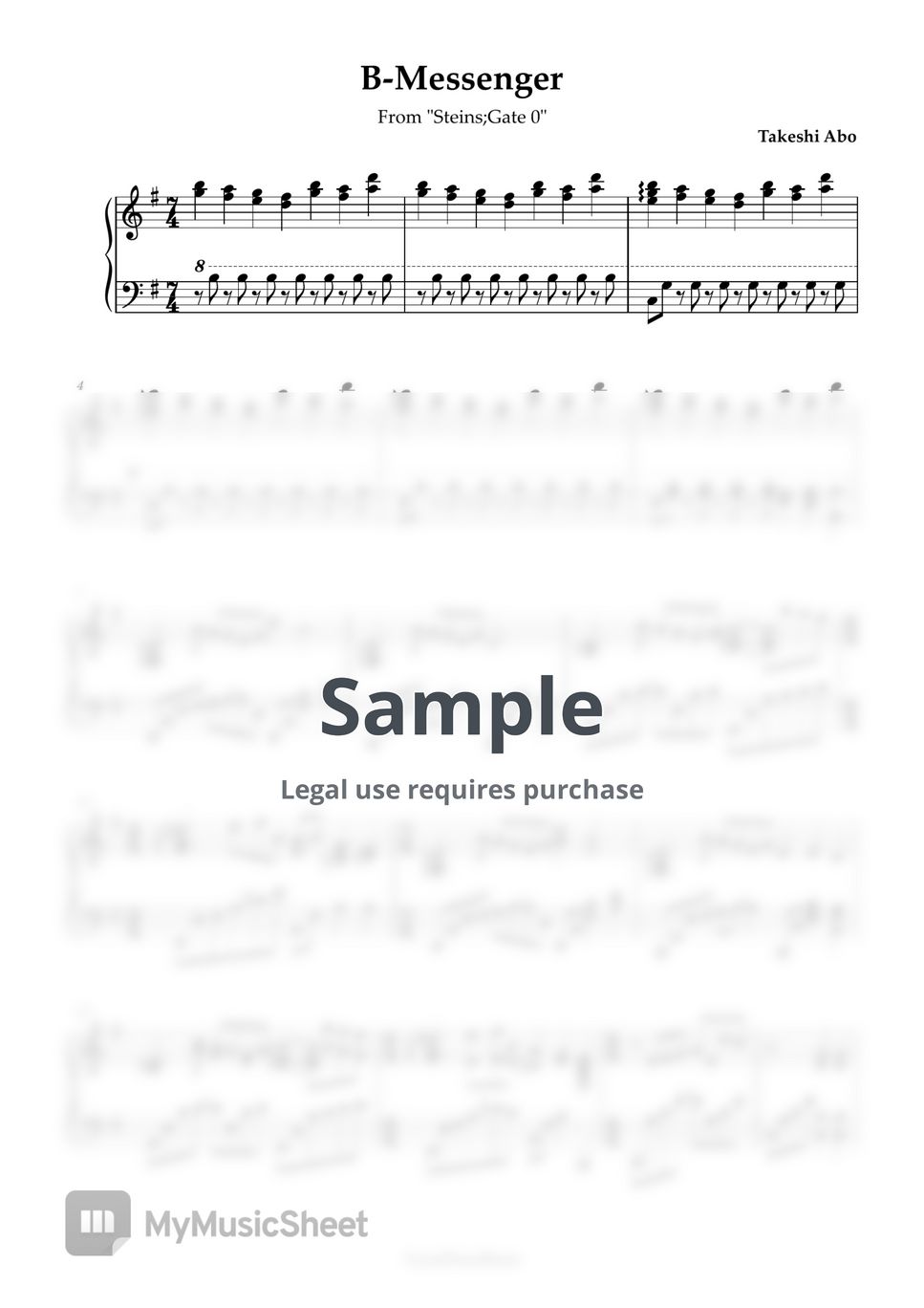 Takeshi Abo - B-Messenger (From „Steins;Gate 0“) 악보 by LucasPianoRoom