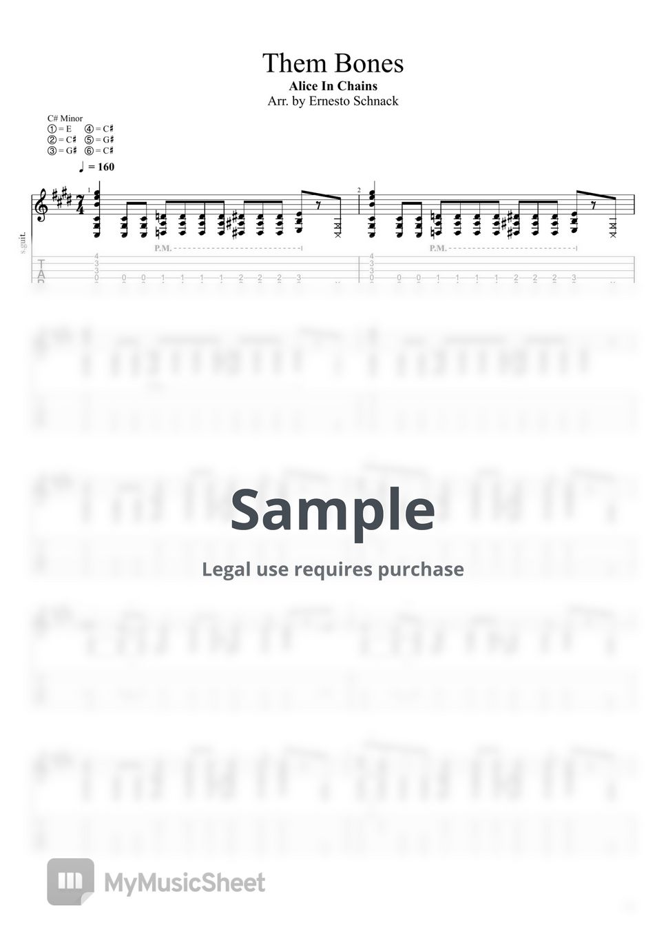 Alice In Chains - Them Bones TAB+1 Staff by eschnack