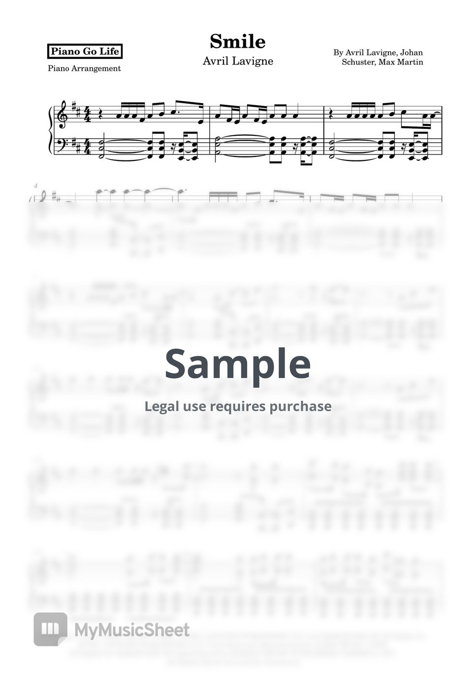 Avril Lavigne - Smile Sheet Music by Piano Go Life