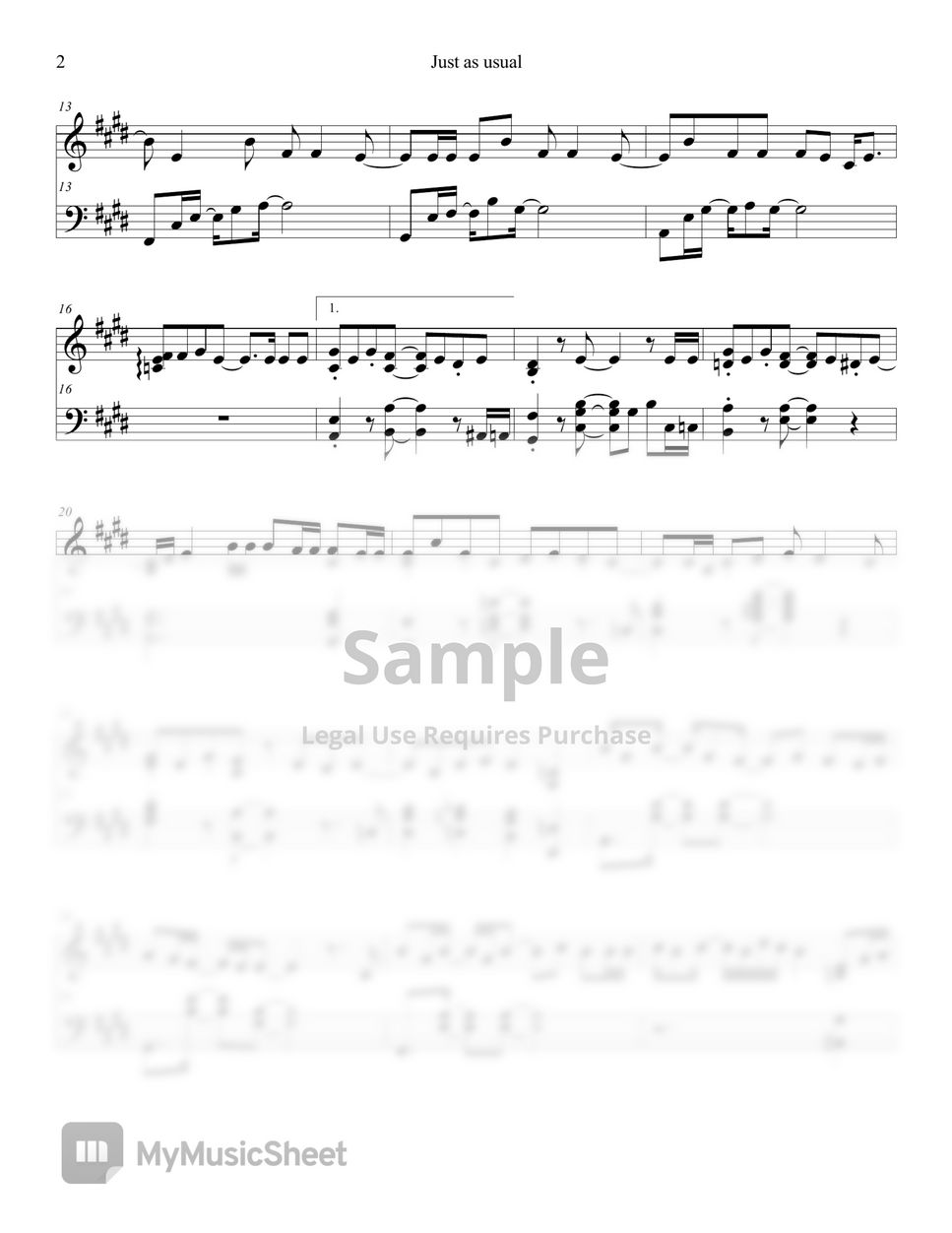 EXO - Just as usual Sheet Music by Lunar Piano