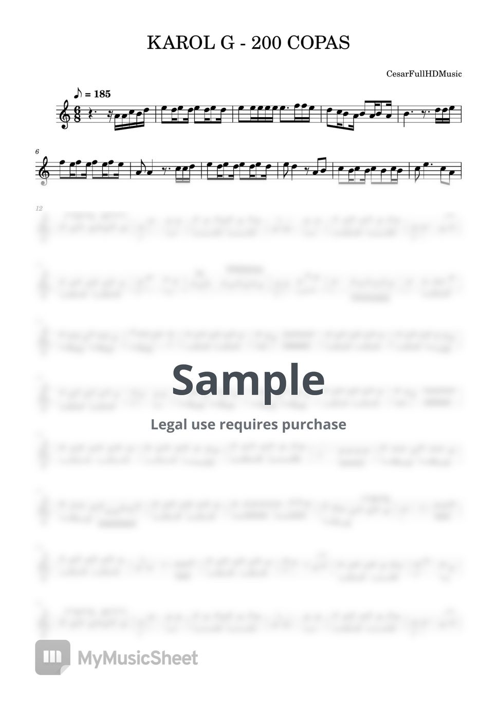 KAROL G - 200 Copas 악보