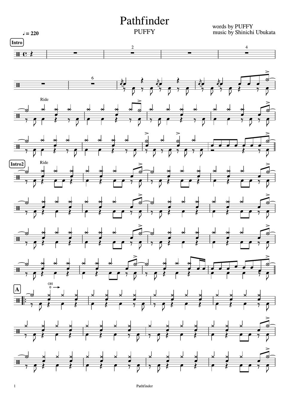 PUFFY - Pathfinder Sheet by Cookai's J-pop Drum sheet music!!!