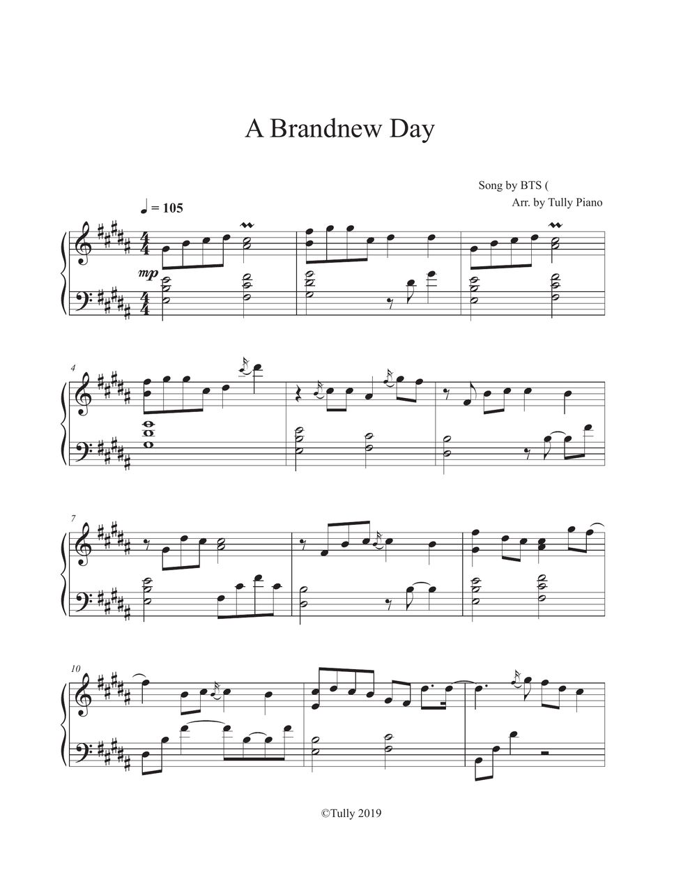 BTS (Feat. Zara Larsson) - A Brand New Day Sheets