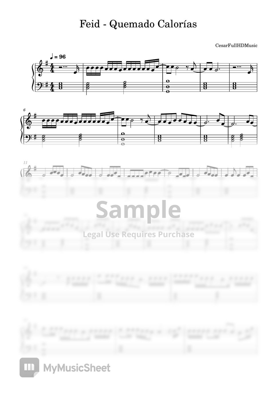 Feid - Quemado Calorías Sheets