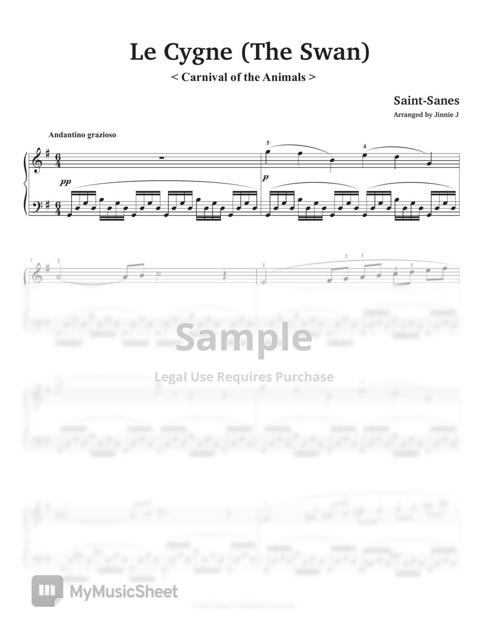 Saint-saens(생상스) - Le Cygne (The Swan) Sheets by Jinnie J