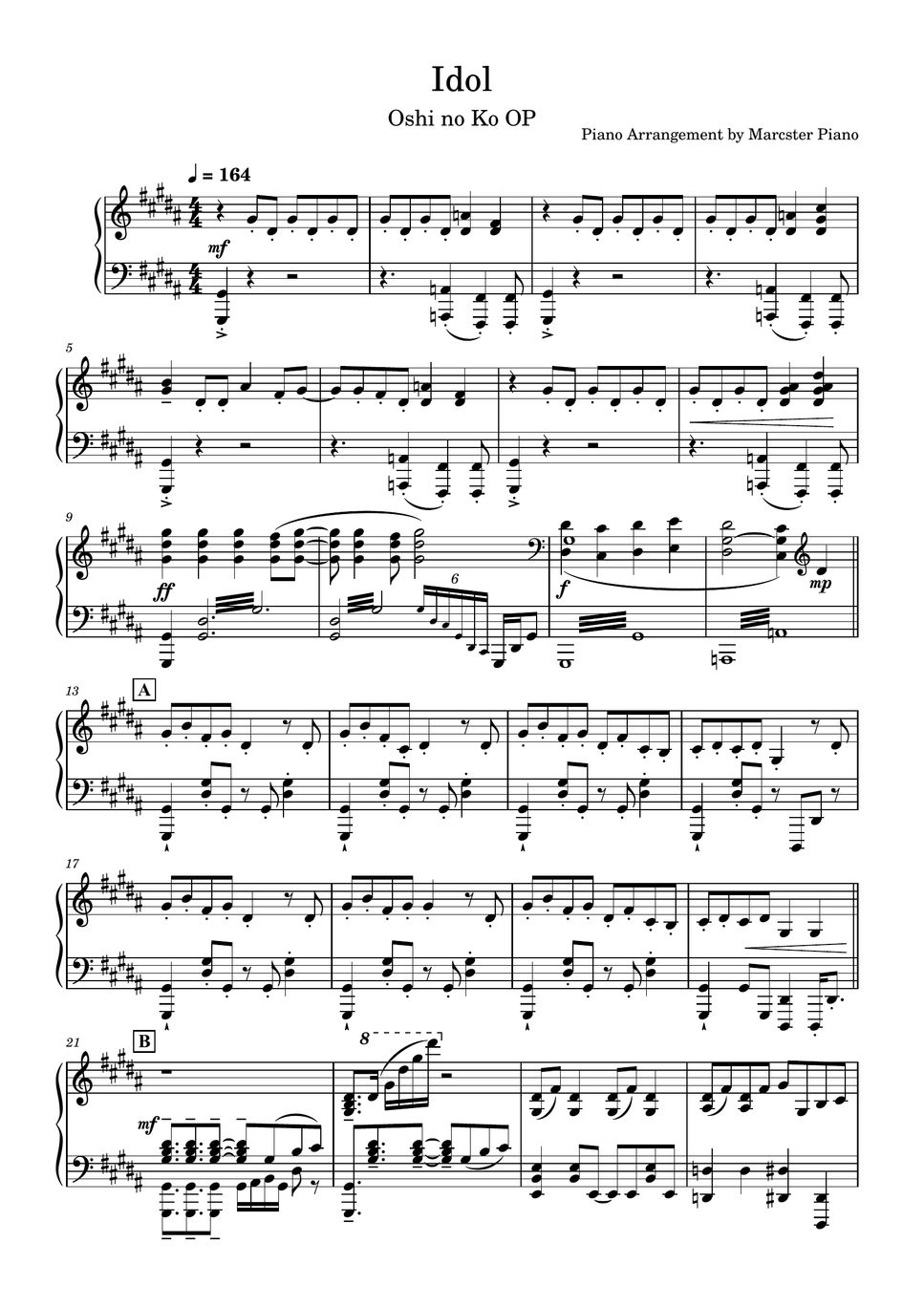 Yoasobi Idol Oshi No Ko Op Sheets By Marcster Piano