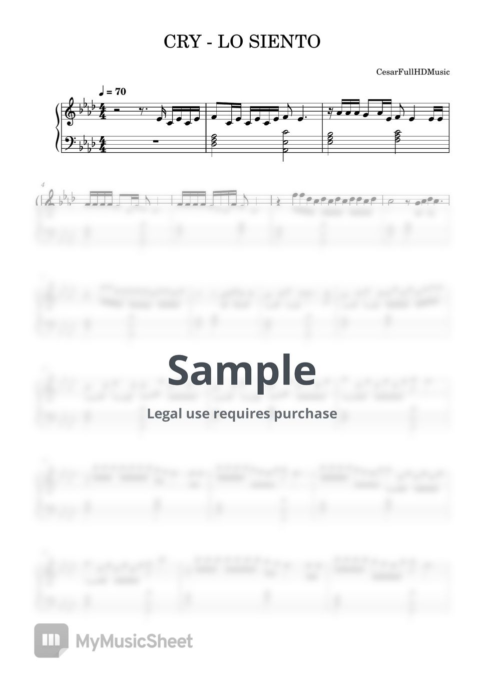 CRY - LO SIENTO Partitura