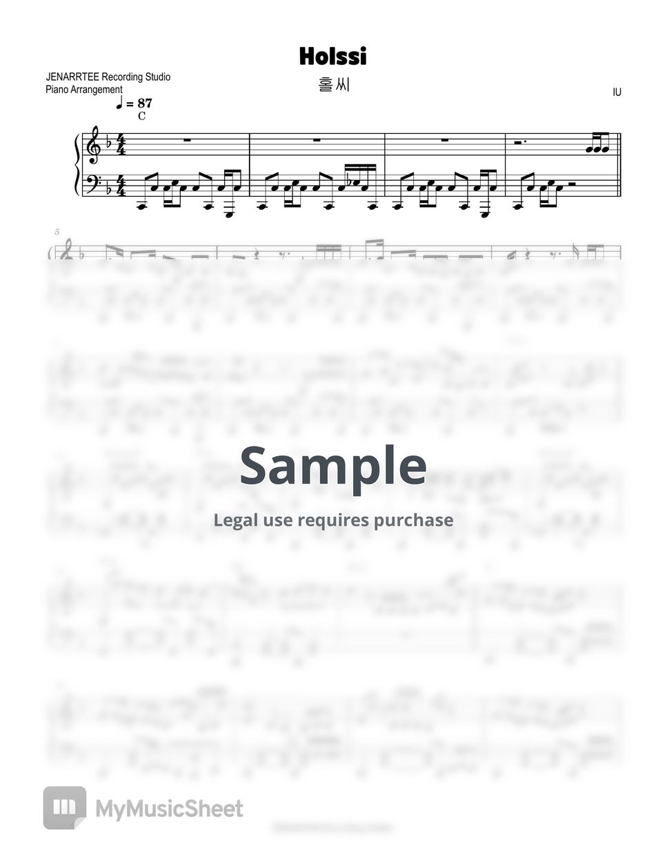 IU - Holssi Sheets by JENARRTEE Recording Studio