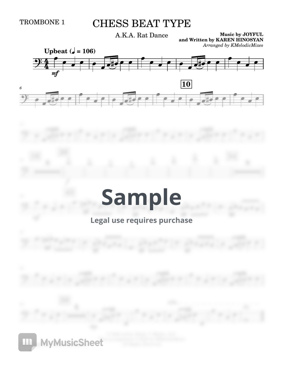 joyful - Chess Type Beat (aka Rat Dance) - Band - Trombone 1 & 2 Sheet ...