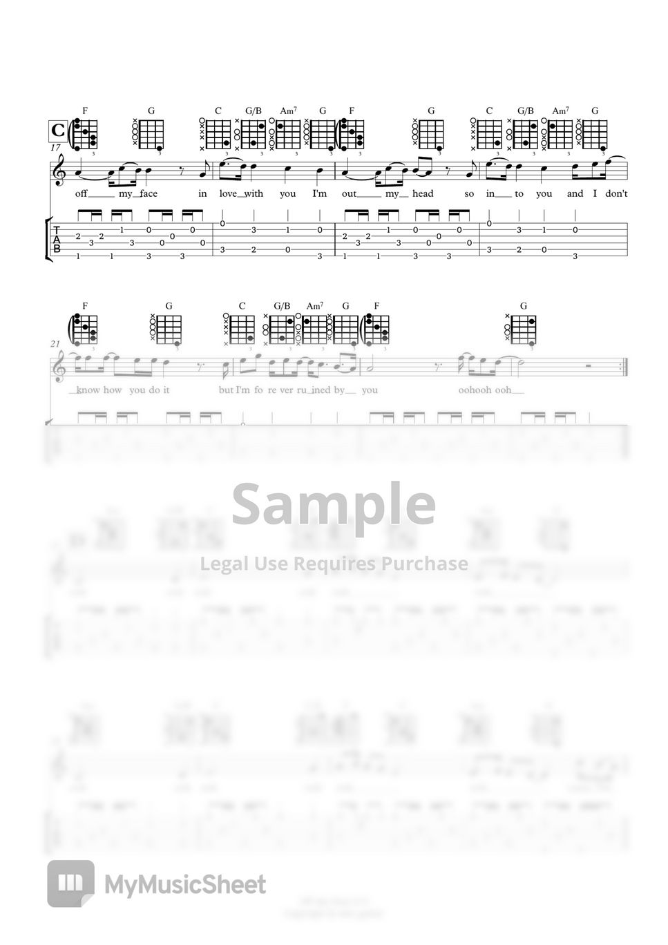 Justin Bieber Off My Face Guitar Tab Sheets By 서동욱