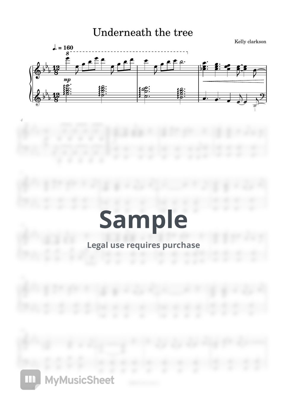 Kelly clarkson - Underneath the tree Sheet Music by 햅삐악보(habbi)