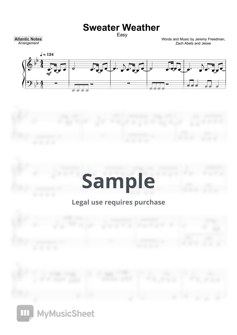 The Neighbourhood - Sweater Weather Sheet Music by Atlantic Notes