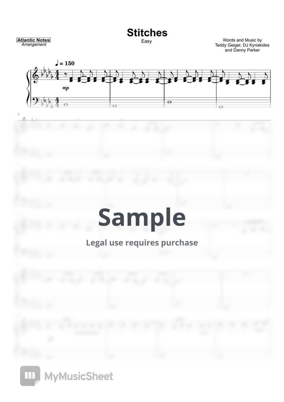 Shawn Mendes - Stitches 악보 by Atlantic Notes