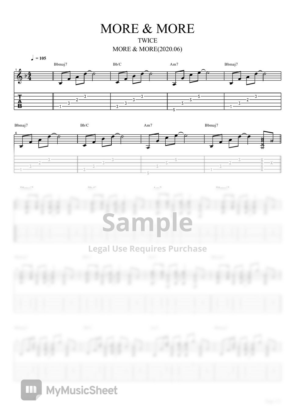 Twice - MORE & MORE guitar cover Partitur