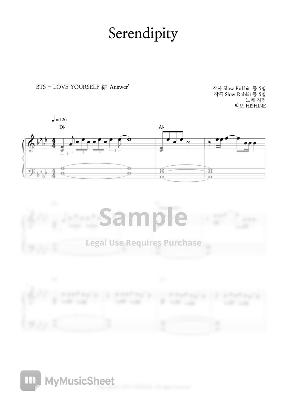 BTS JIMIN - Serendipity 악보