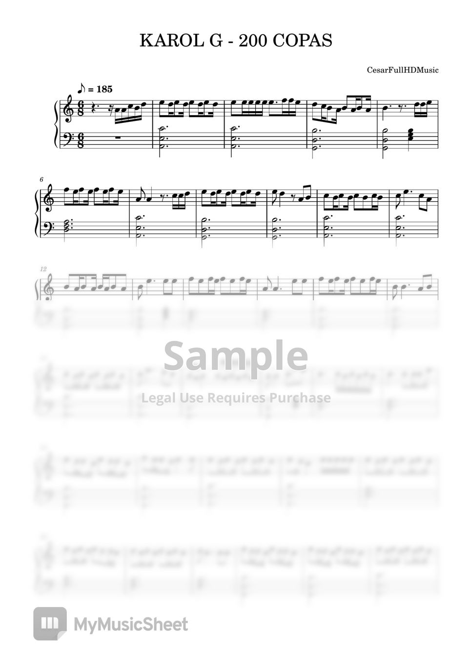 Karol G - 200 Copas Noten