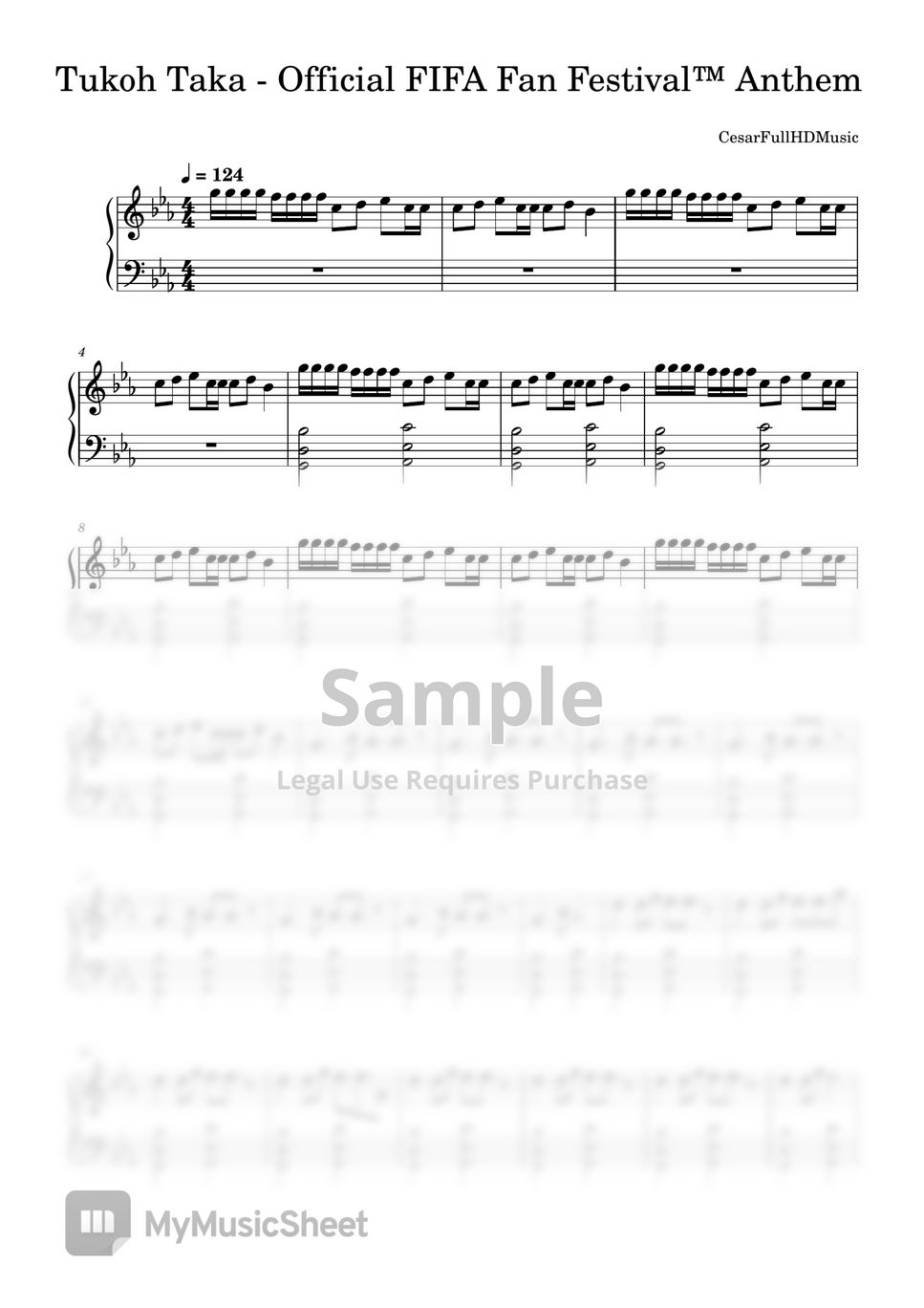Official FIFA Fan Festival™ Anthem - Tukoh Taka Sheet Music